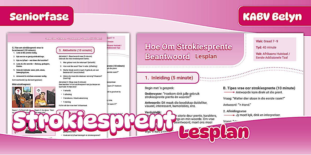 Senior Fase - Afrikaans - Strokiesprent - Lesplan (KABV)