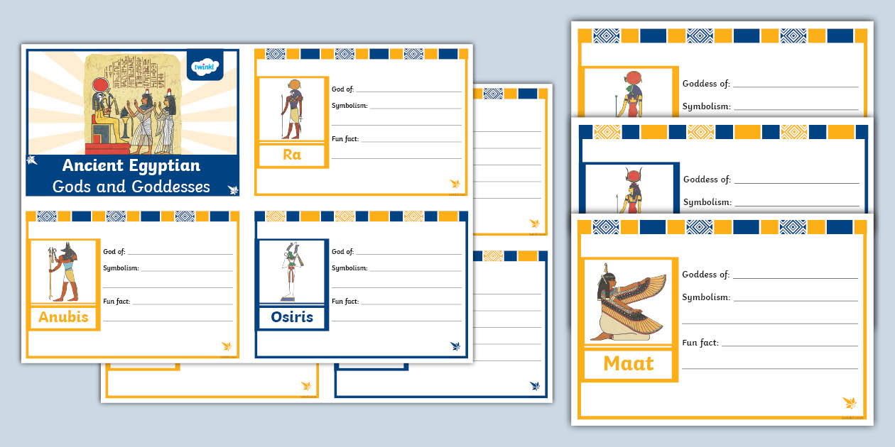 Ancient Egyptian Gods and Goddesses Fact Cards - Twinkl