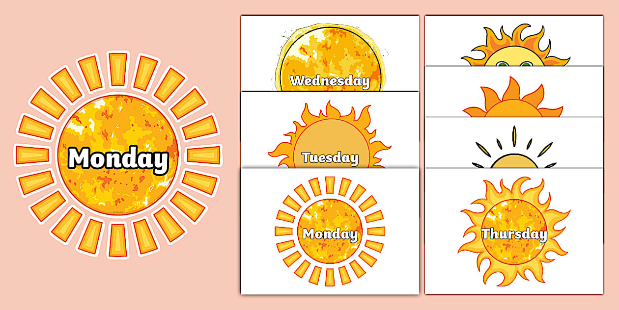 Days of the Week on Suns (teacher made) - Twinkl