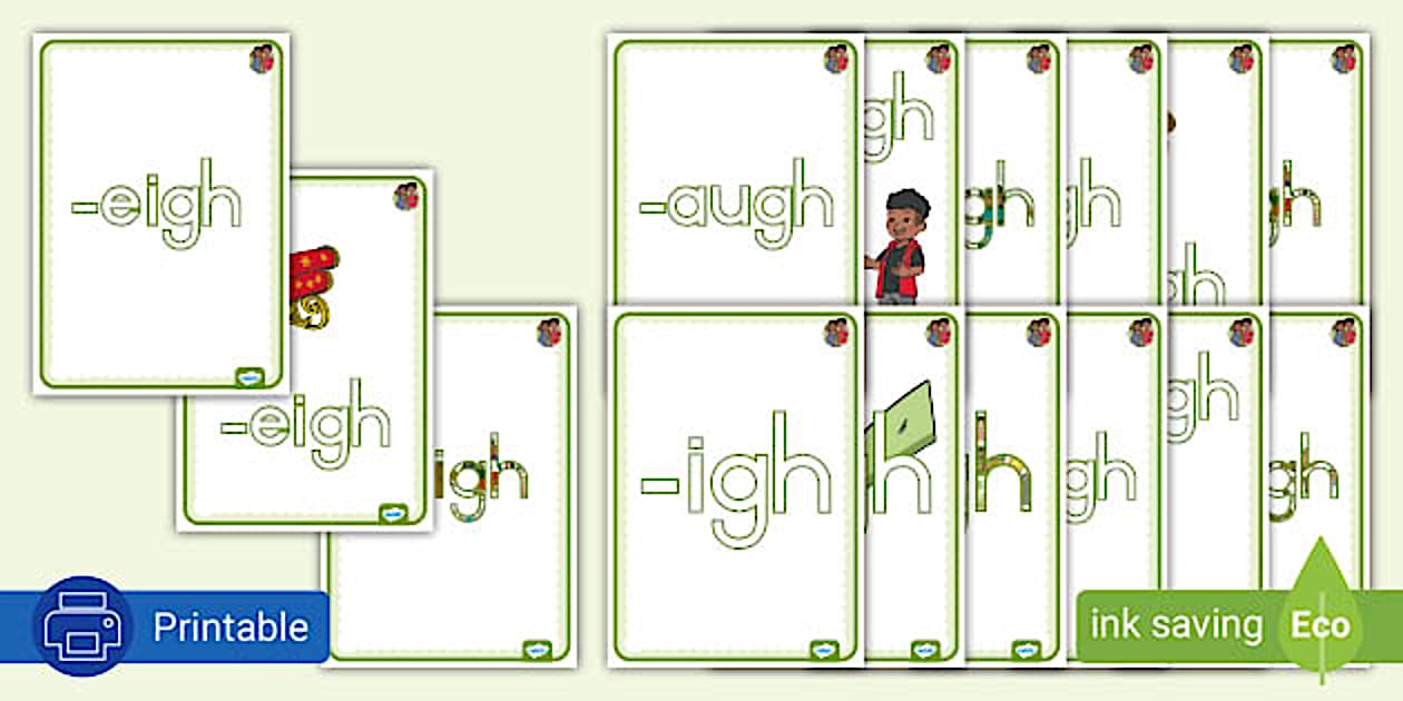 Grade 3 Phonics: -igh, -ough, -eigh, -augh Sound Posters