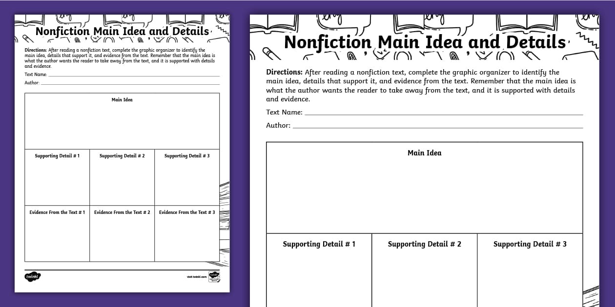 Fifth Grade Nonfiction Main Idea and Details Graphic