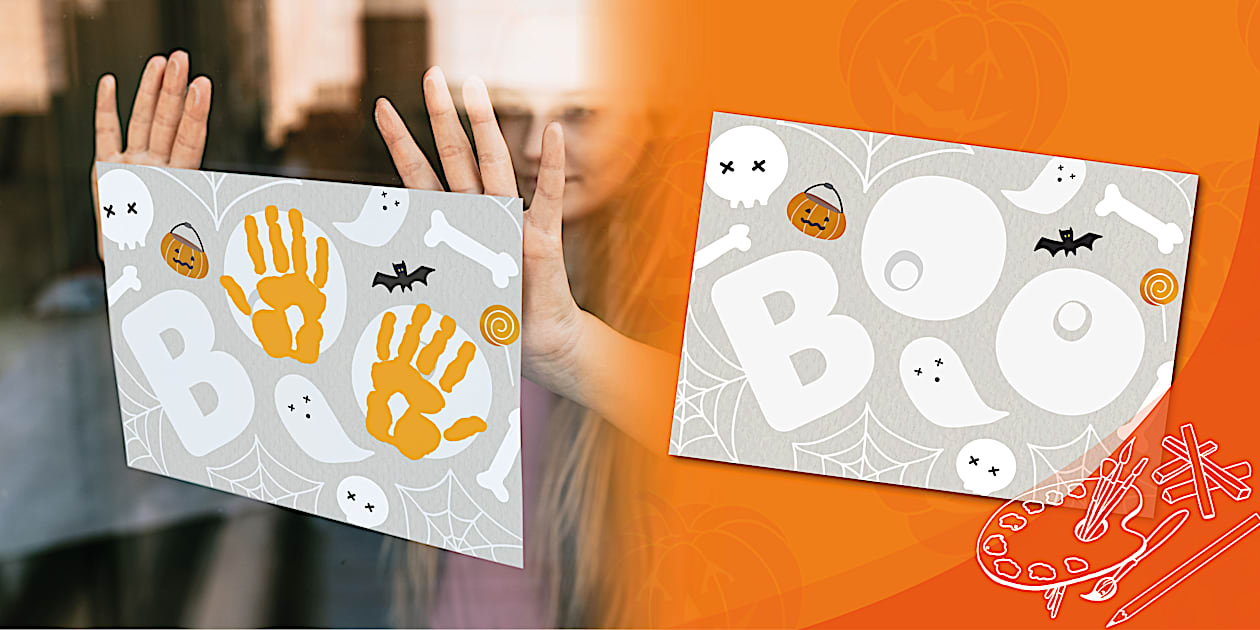 Boo Halloween Handprint Activity Poster | Twinkl Art Gallery