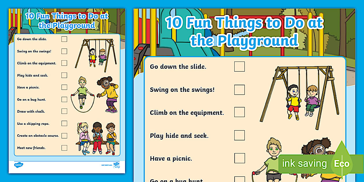 Things to Do at the Playground Checklist Activity - Twinkl