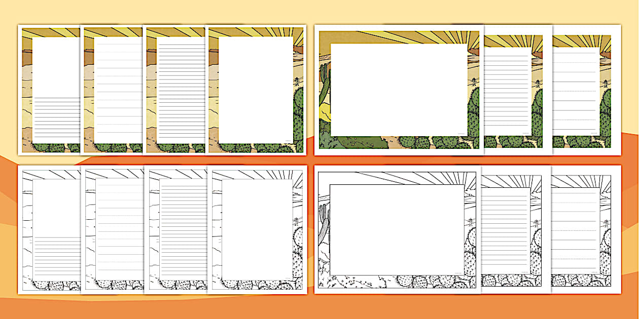 Blank and Lined Journal Writing Pages - Desert Biome Border