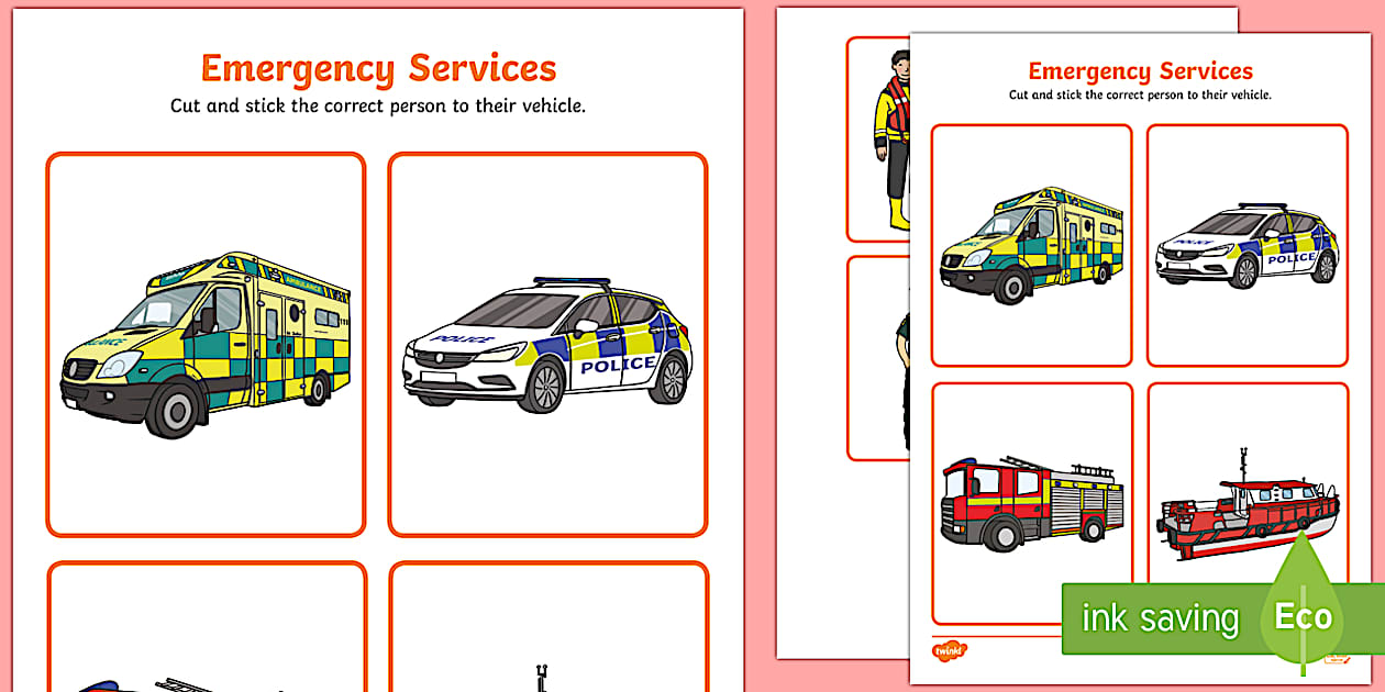 Emergency Services Cut And Stick Activity (teacher made)