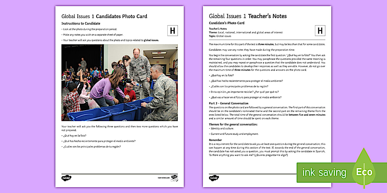 Global Issues 1 Higher Tier Photo Card Activity - Twinkl