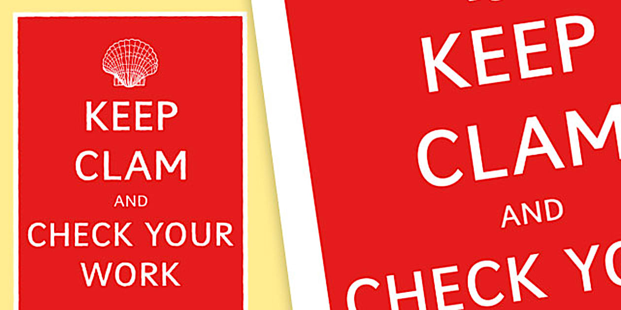 Keep Clam and Check Your Work Poster (teacher made) - Twinkl