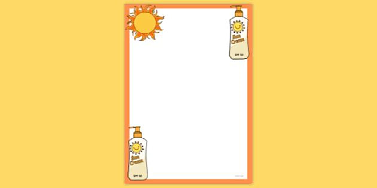 Simple Blank Sun Cream Page Border | Page Borders | Twinkl