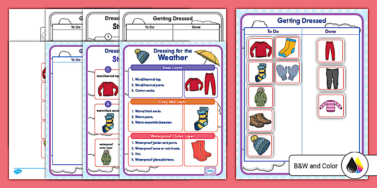 Dressing for the Weather Poster and Sorting Chart - Twinkl