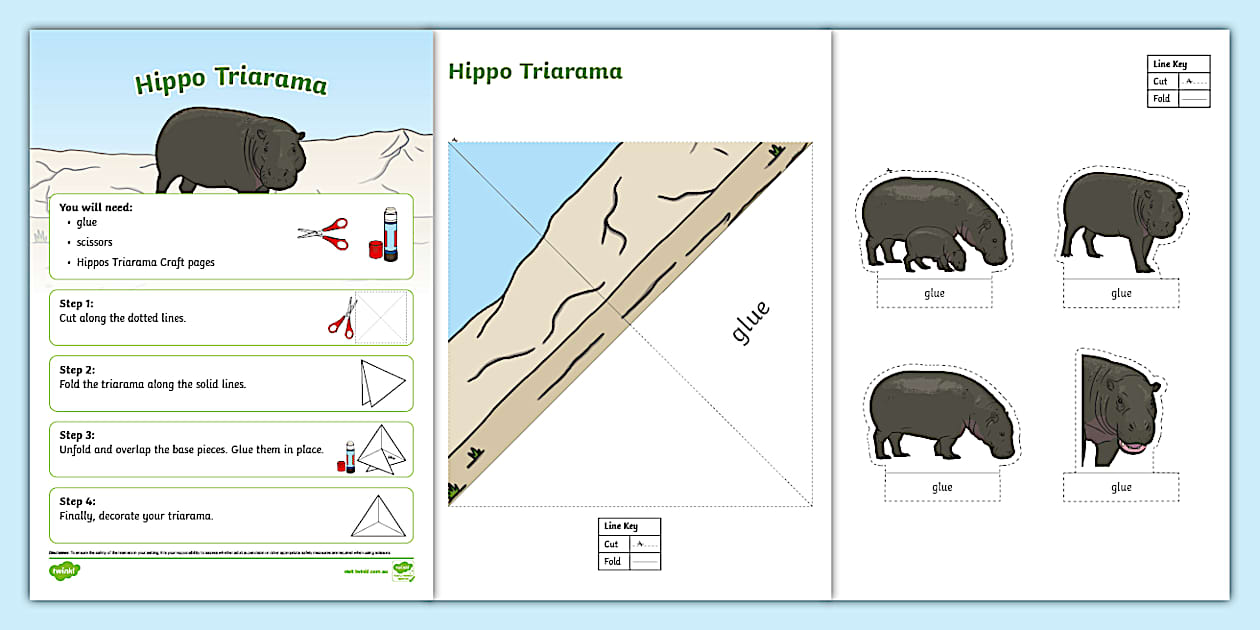 Hippos Triarama Craft - Twinkl