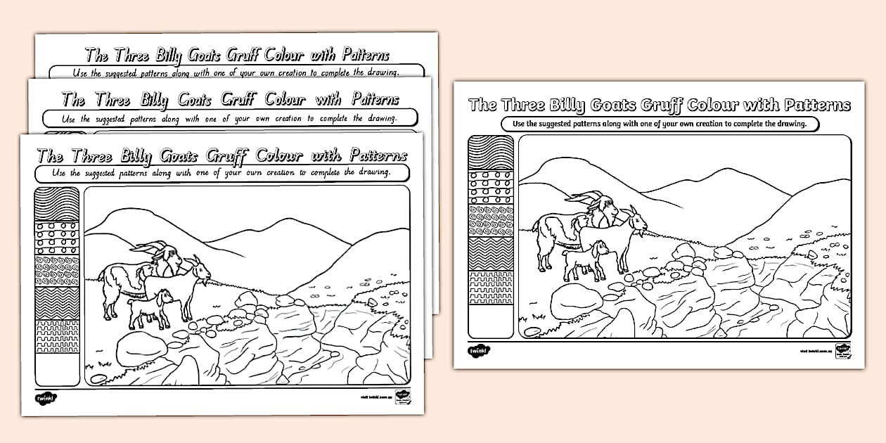 The Three Billy Goats Gruff Colour with Patterns Activity