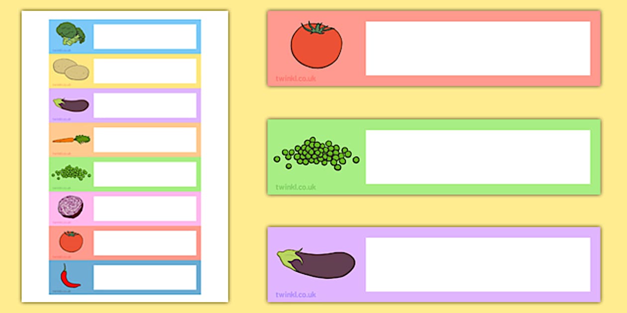 Vegetable-Themed Editable Gratnells Tray Labels
