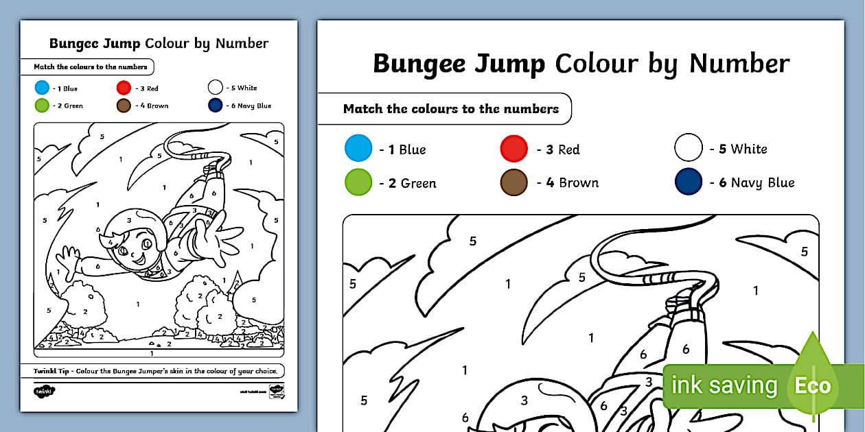 Bungee Jump Colour-by-Number | Twinkl | KS1 | Colouring