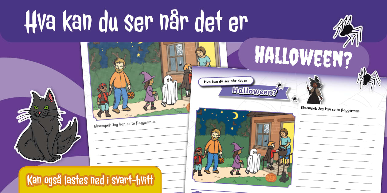 Hva kan du ser når det er Halloween? Aktivitetsark