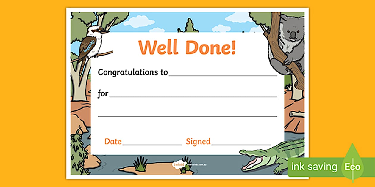 Australian Native Fauna Class Award Certificate - Twinkl