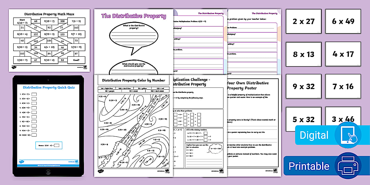 Third Grade Distributive Property Activity Pack - Twinkl