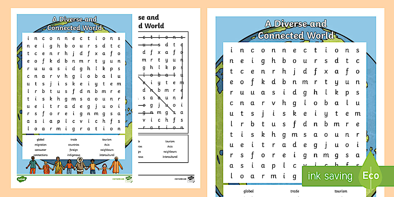 A Diverse and Connected World Word Search (teacher made)