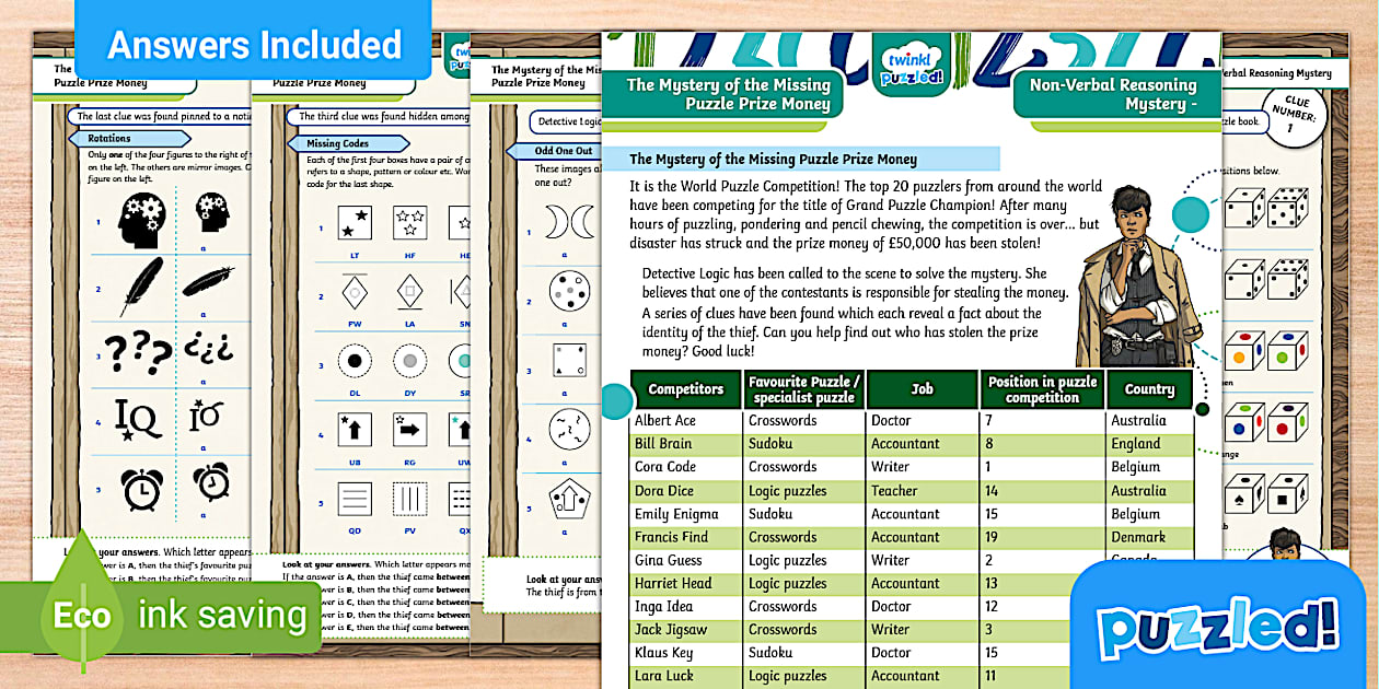 National Puzzle Day Non-Verbal Reasoning Practice - Twinkl
