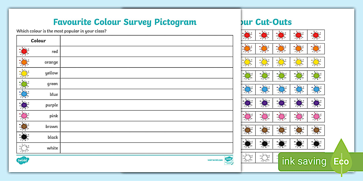 Editable Favourite Colour Pictogram Worksheet - Twinkl