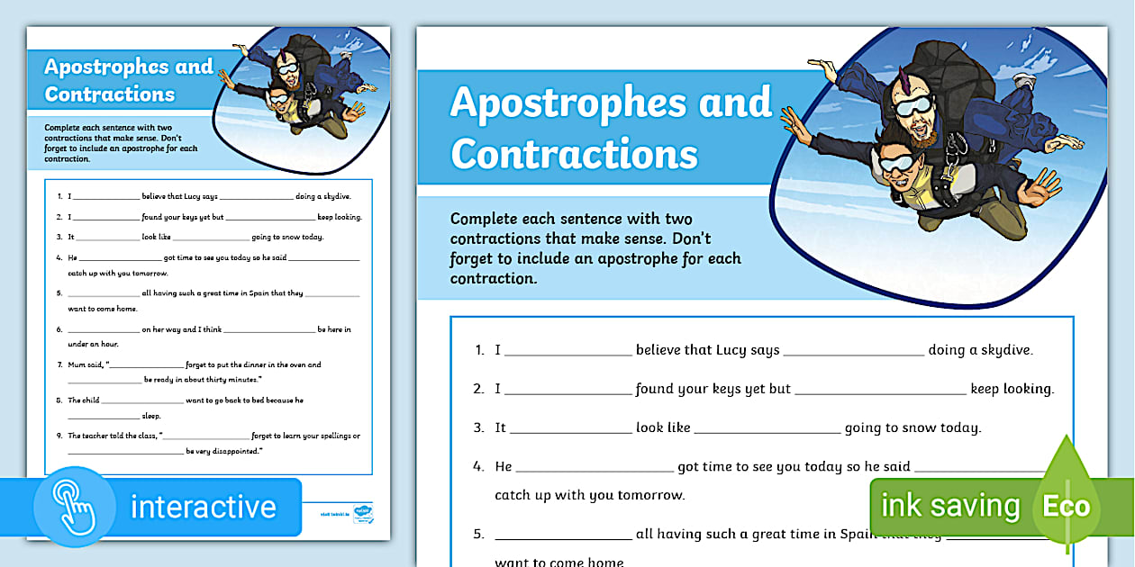 Apostrophes and Contractions Cloze Activity (teacher made)