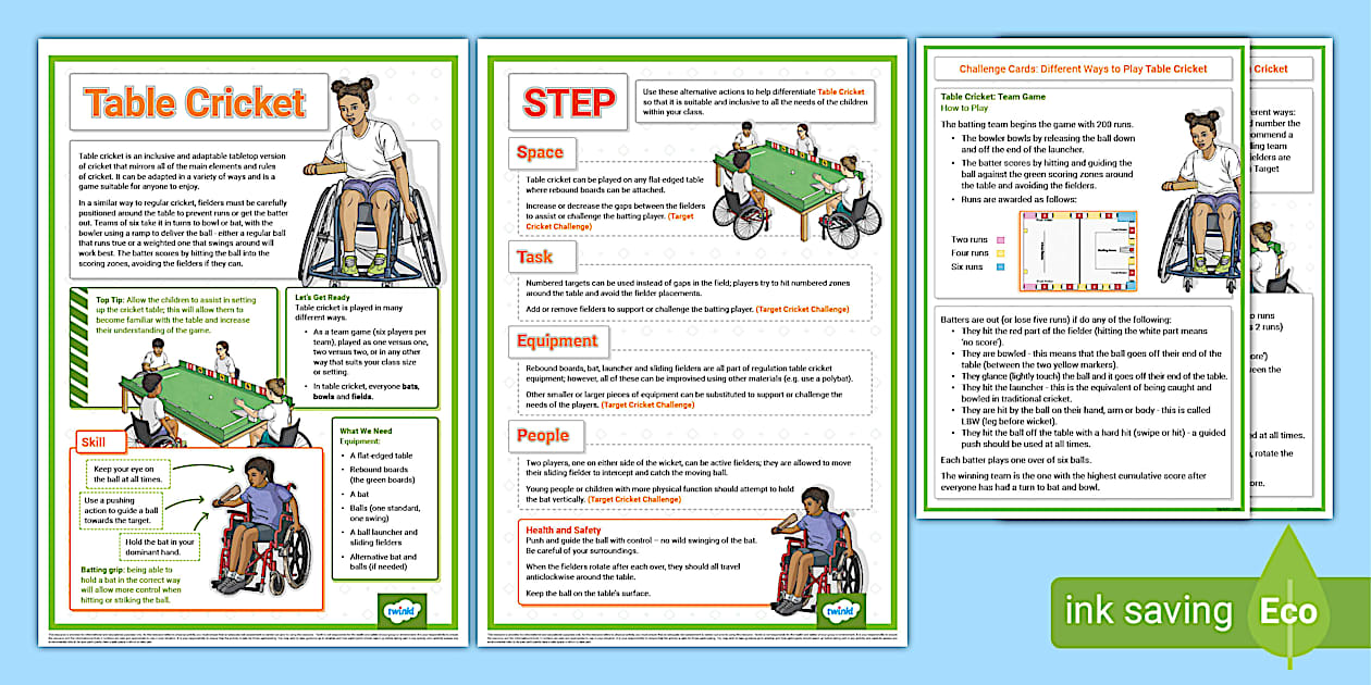Table Cricket Inclusive Game - PE