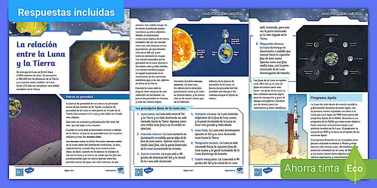 Compresión lectora: La relación entre la Luna y la Tierra