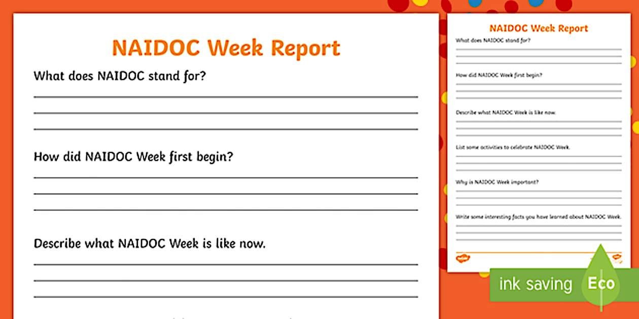 Black and White NAIDOC Week Report Worksheet - Twinkl