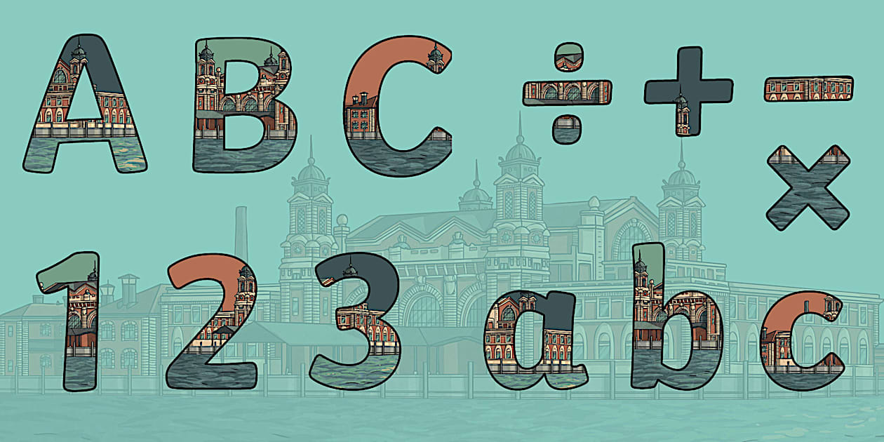 Ellis Island Bulletin Board Letters and Numbers - Twinkl
