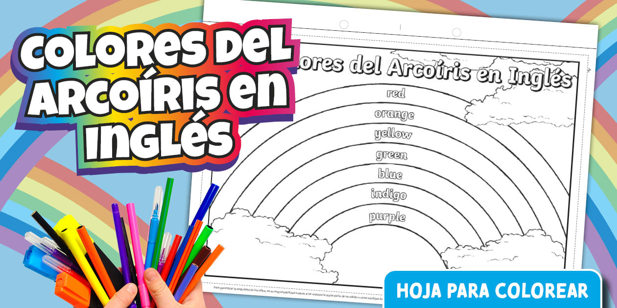 Hoja para Colorear: Colores del Arcoíris en Inglés