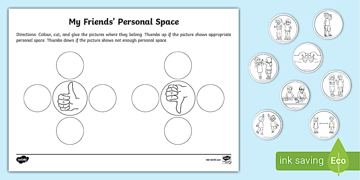My Friends' Personal Space Cut and Paste Activity