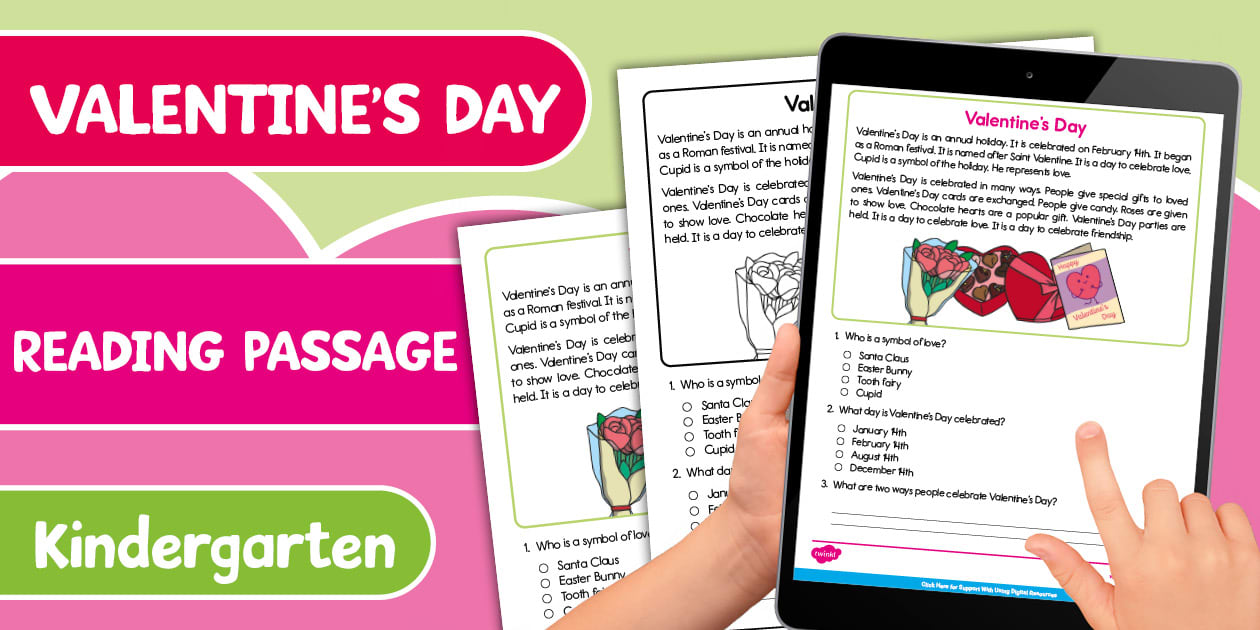 Valentine's Day Reading Passage Comprehension Worksheet