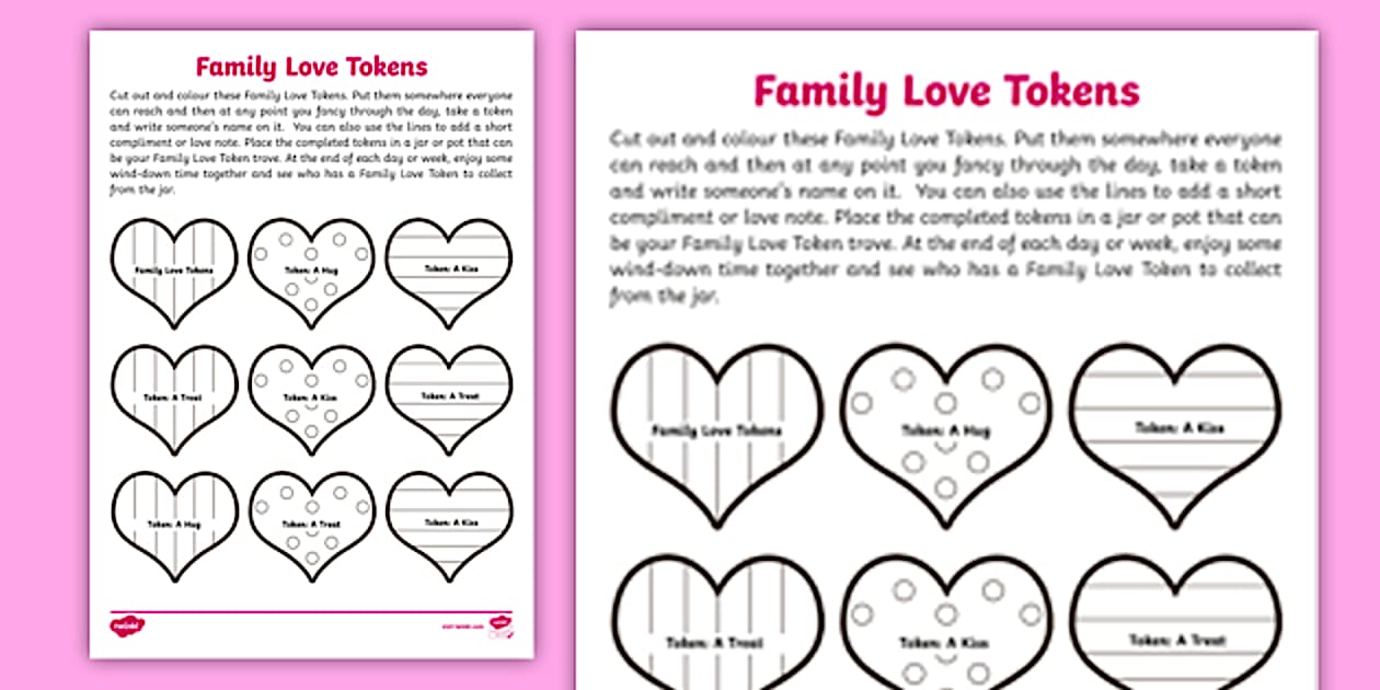 Family Love Tokens - Emotions and Feelings Teaching Resource