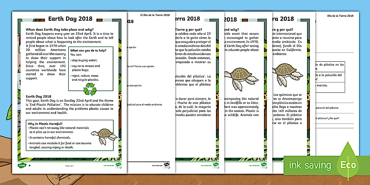 Earth Day 2018 Differentiated Reading Comprehension Activity English ...