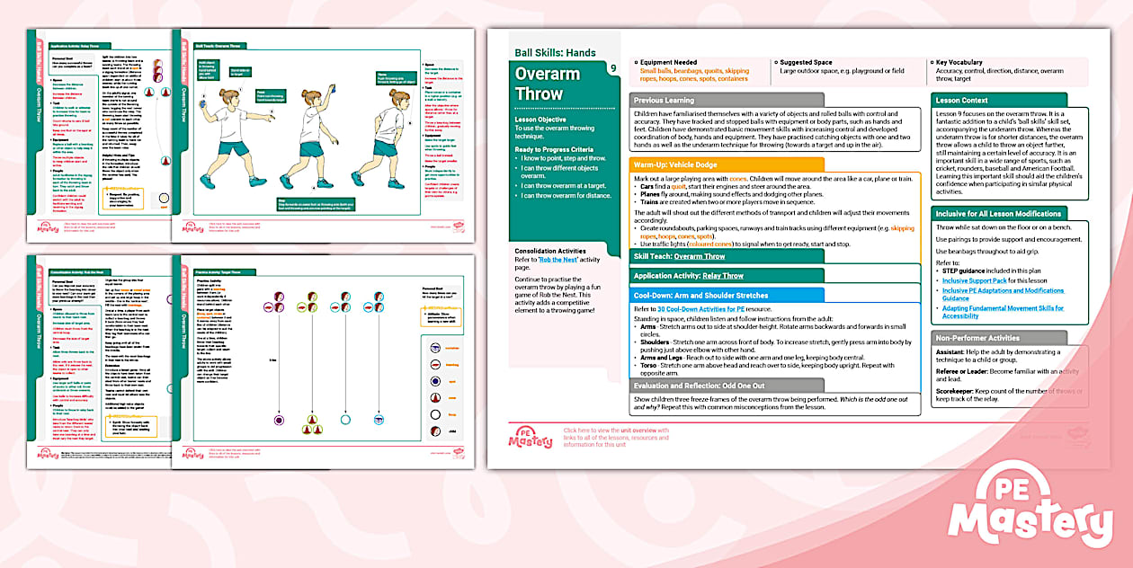 PE Mastery: Year 1 Ball Skills Lesson 9 - Overarm Throw