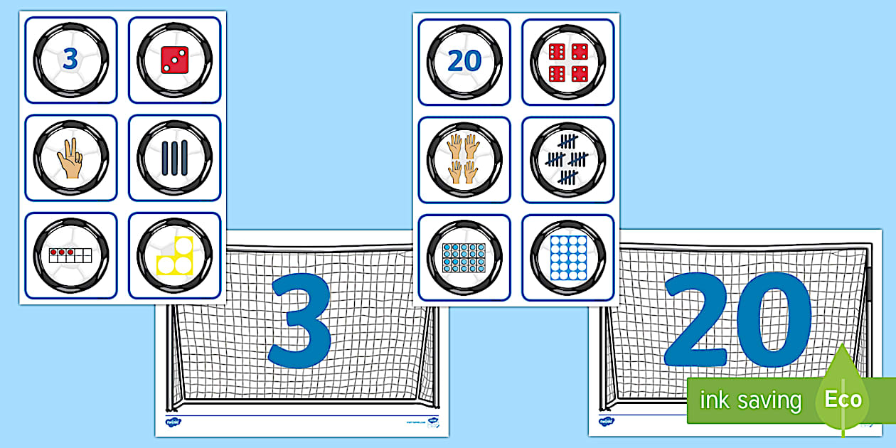 Football Representing Numbers 1-20 Sorting Activity - Twinkl