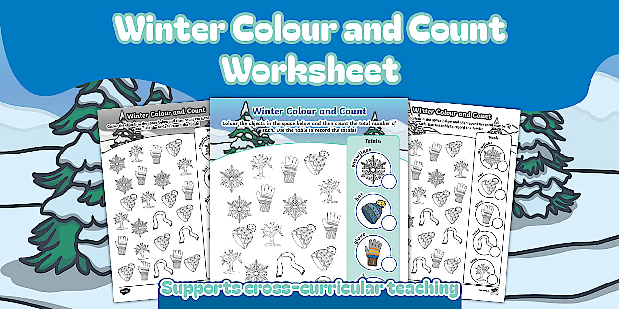 Winter Colour and Count Activity - Twinkl