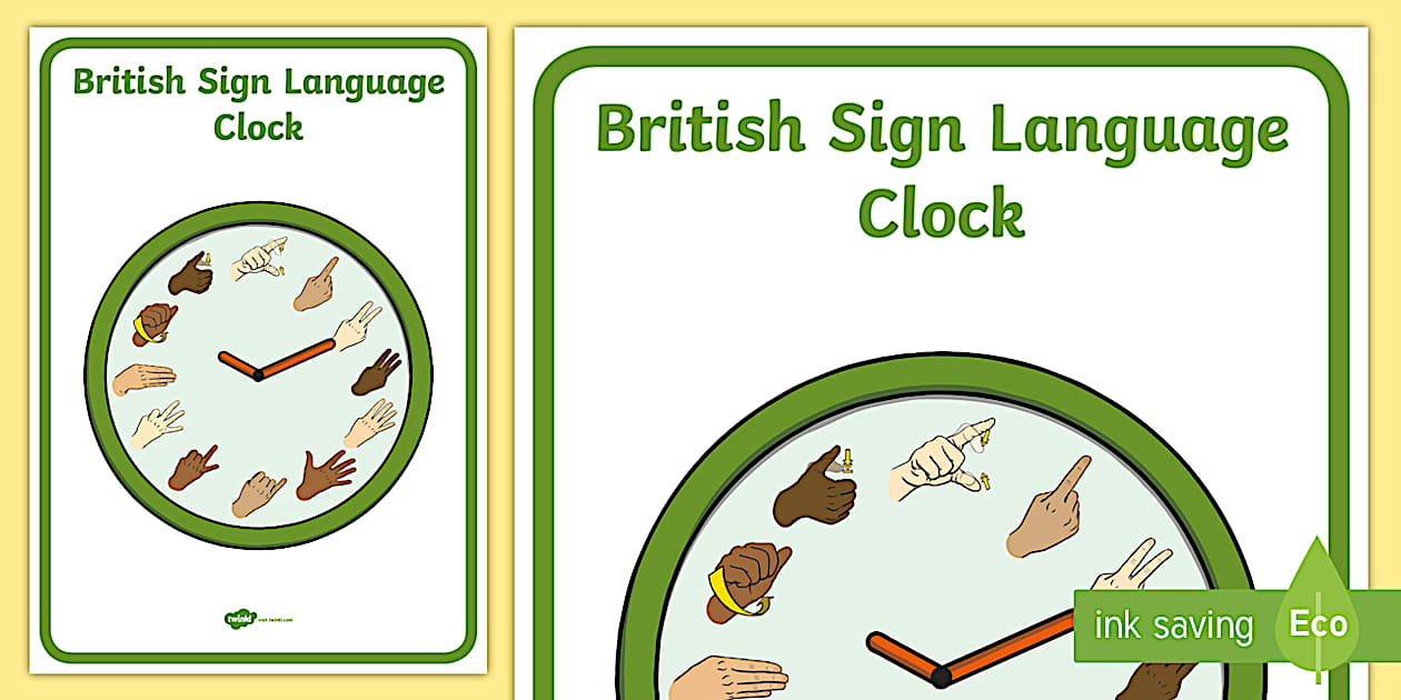 Editable British Sign Language Clock Display Poster - Northern Dialect