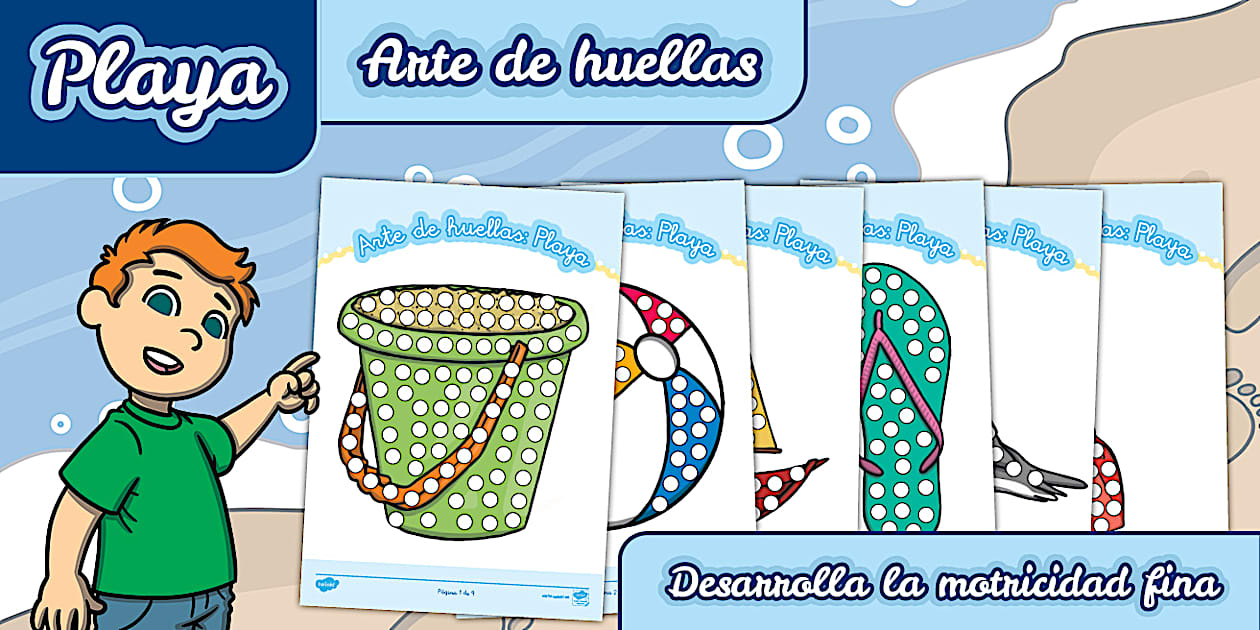 Manualidad: Arte con pintura de dedos - Playa