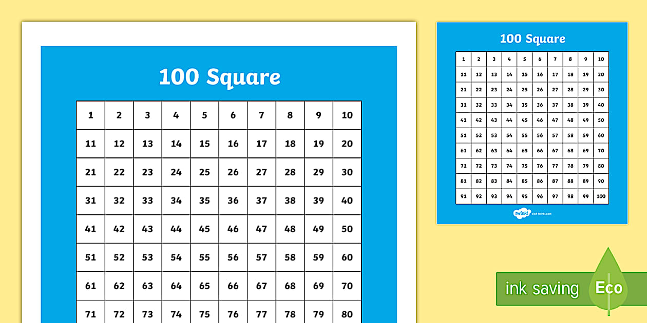 100 square grid | Easy to print | Twinkl (teacher made)