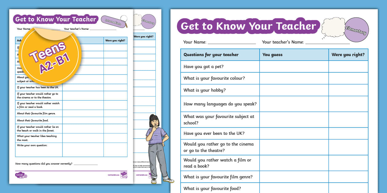ESL Icebreaker Get To Know Your Teacher [Teens, A2-B1]