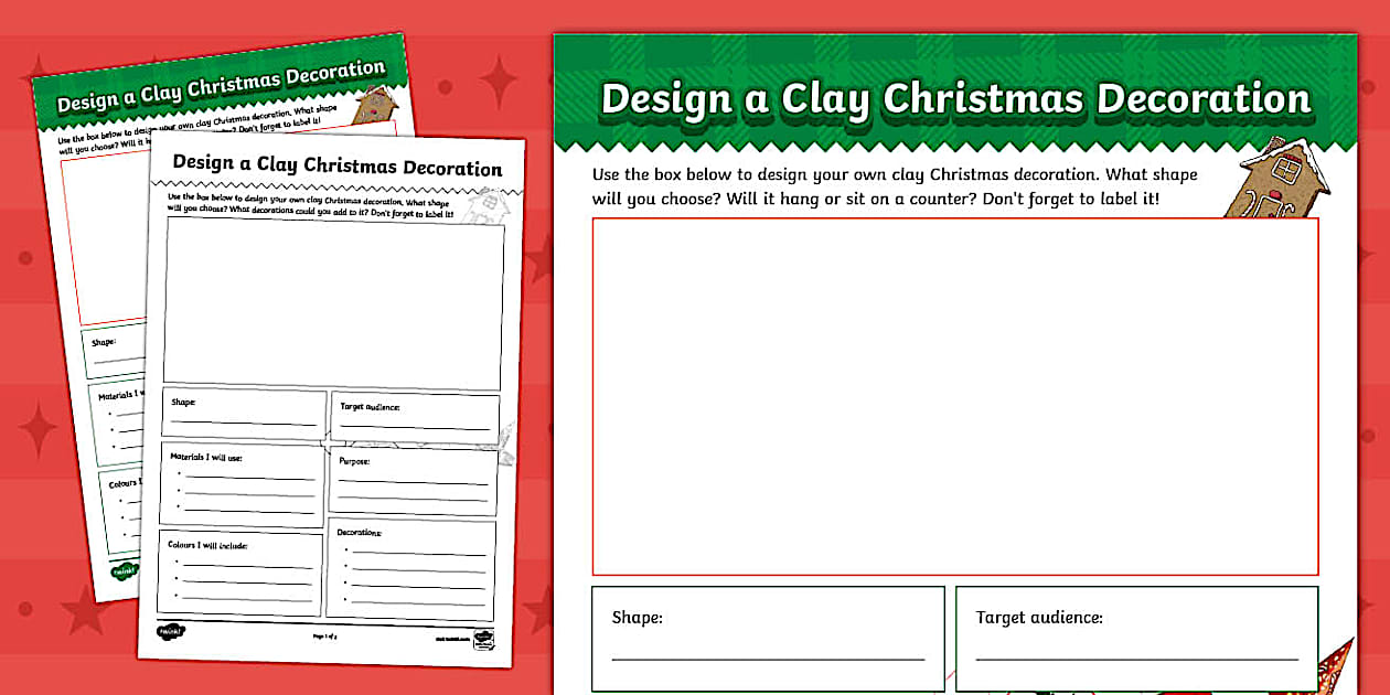 Design a Clay Christmas Decoration Worksheet (profesor hizo)