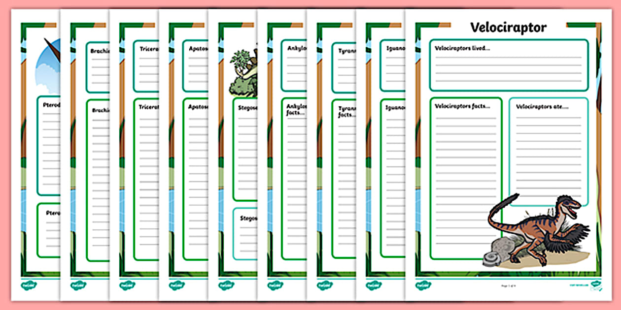 Dinosaur Fact File Worksheets - Primary Resources - Twinkl