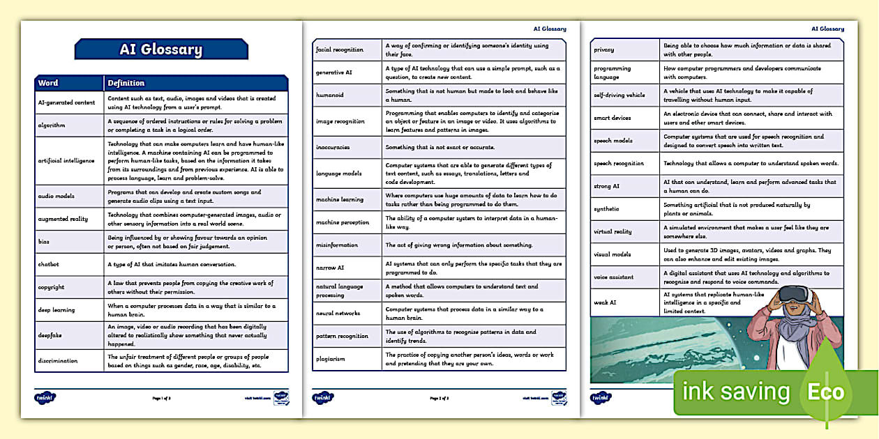 AI Glossary - Twinkl - Computing - KS2 (teacher made)