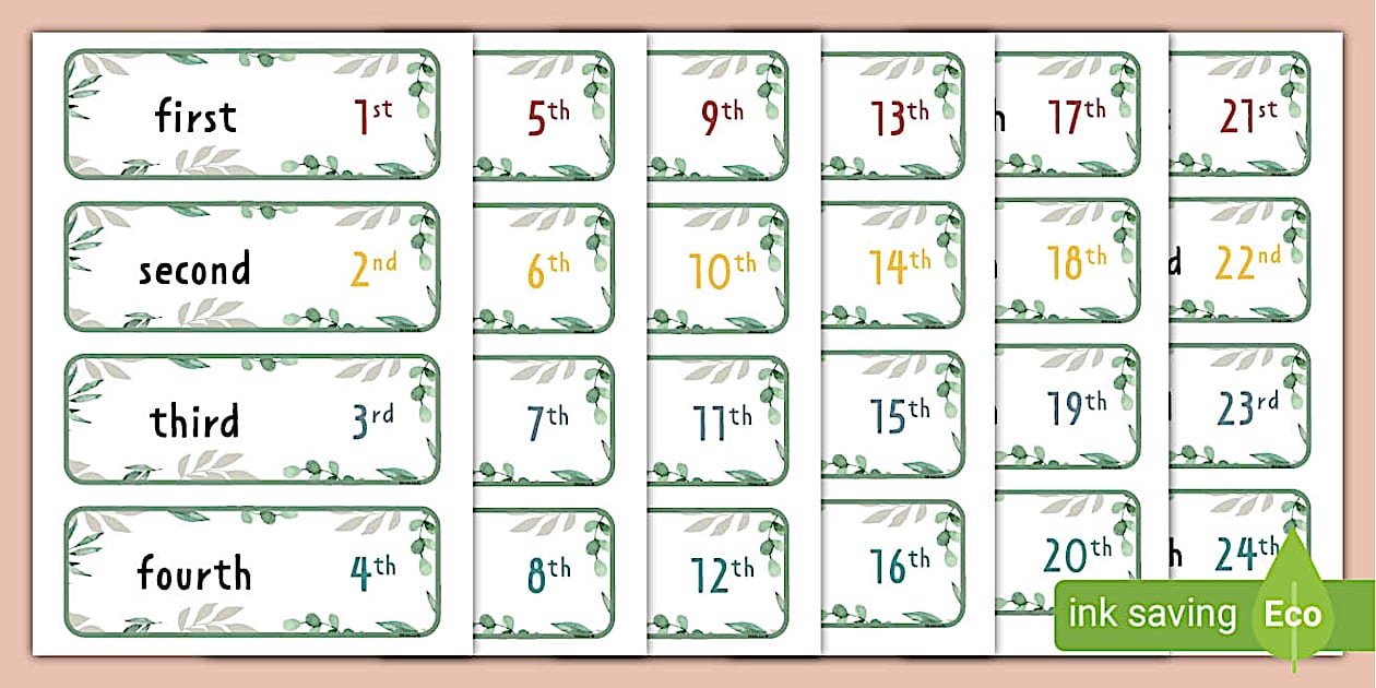 👉 Botanical-Themed Ordinal Word and Number Cards 1-31 - Twinkl