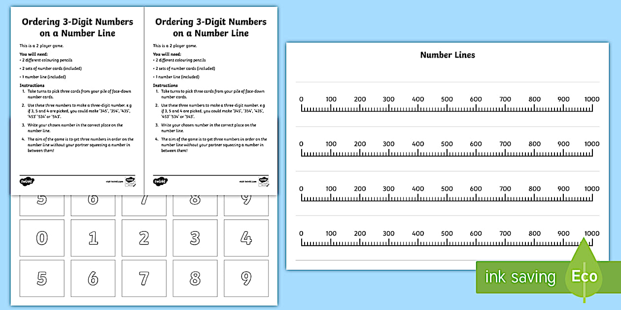 Ordering 3-Digit Numbers on a Number Line to 1000 Activity