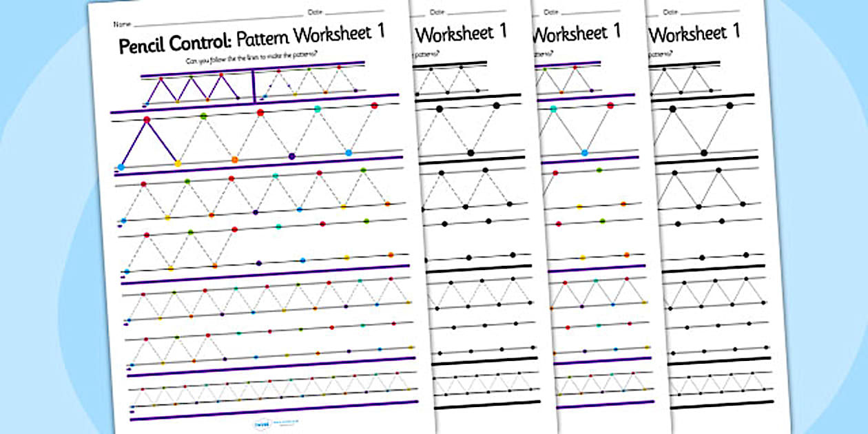 Pencil Control Pattern Worksheet 1 - Twinkl