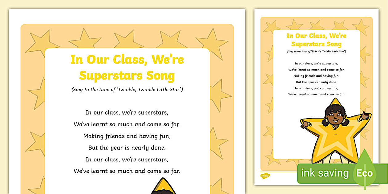 Black and White In Our Class, We're Superstars Song - Twinkl