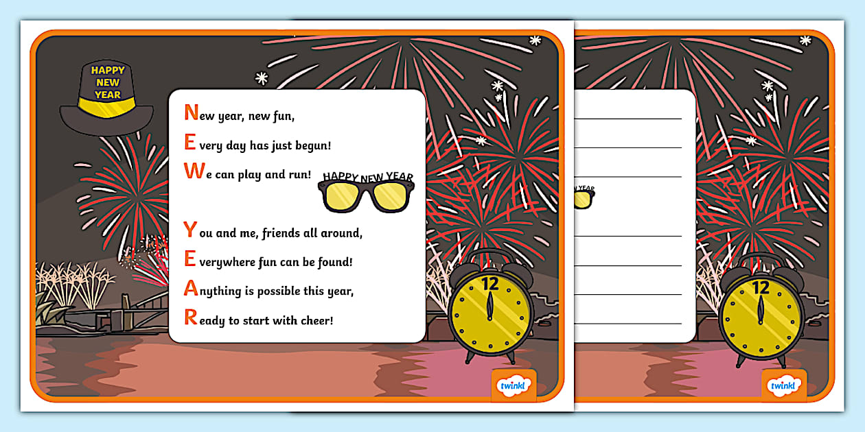 New Year Acrostic Poem Example and Template (Teacher-Made)