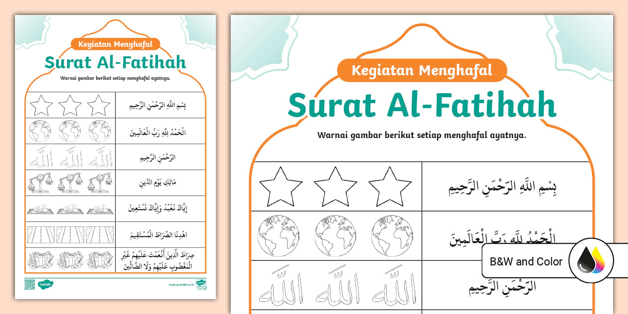 Kegiatan Menghafal Tulisan Surat Al-Fatihah (teacher made)