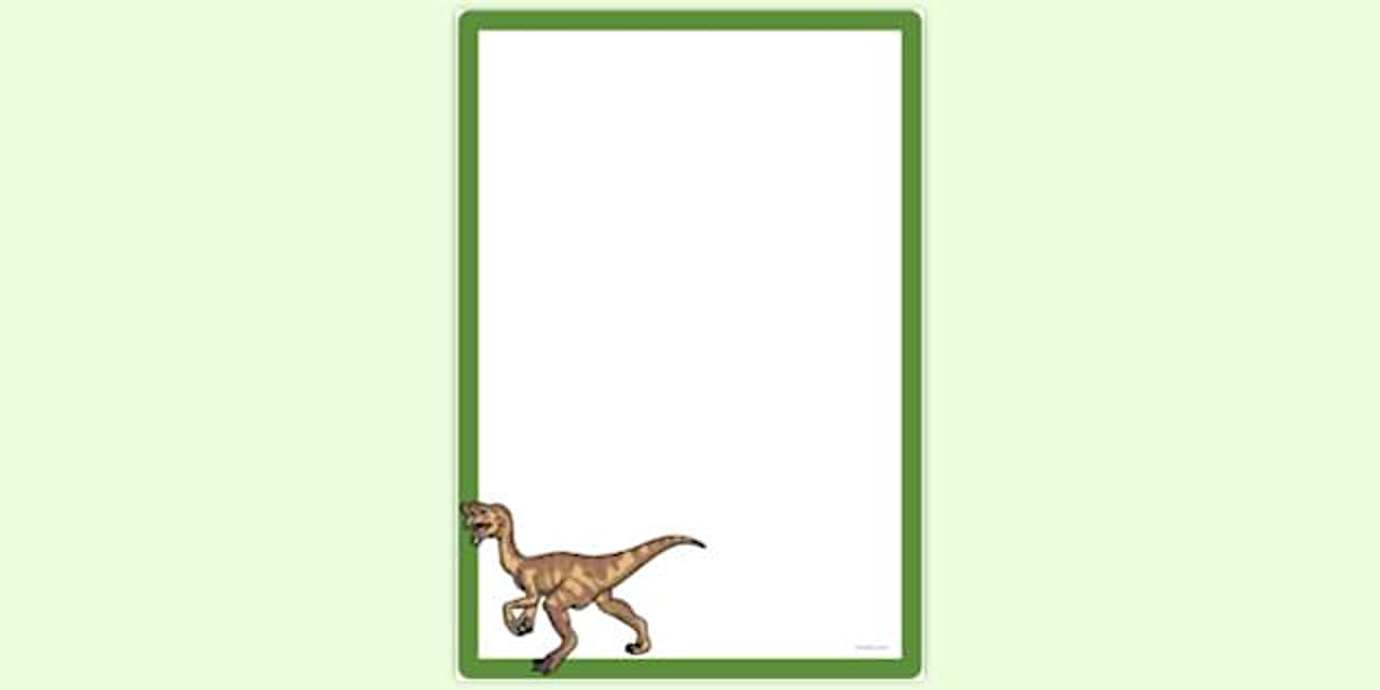 Simple Blank Oviraptor Page Border | Dinosaur Page Borders